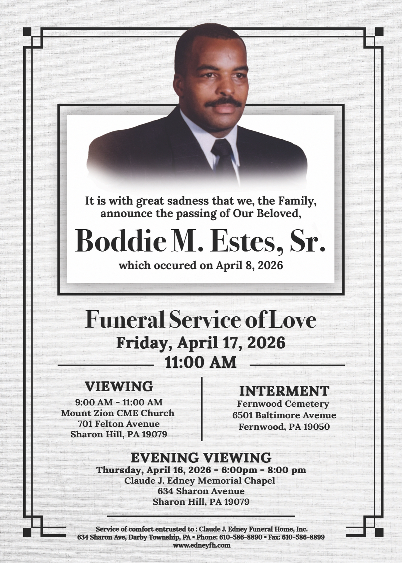 Edney Funeral Home Inc. | Sharon Hill, PA | Since 1952